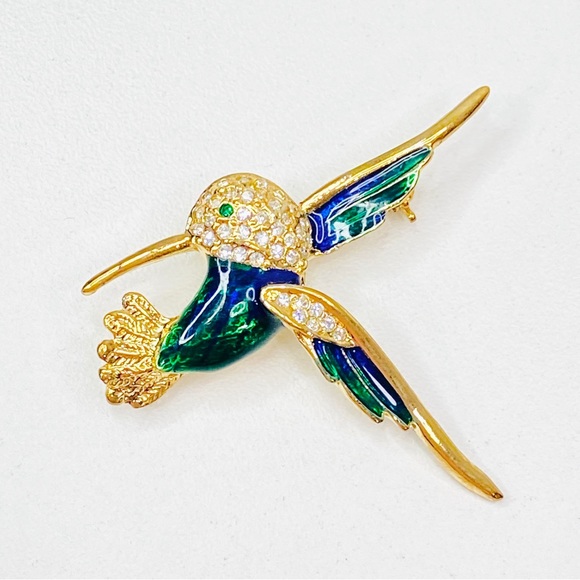 Vintage | Jewelry | Vintage Italian Roman Blue Green Enamel Rhinestone ...